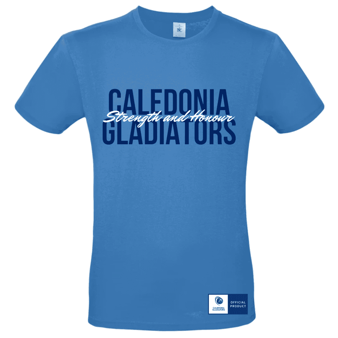 Adult Blue "Strength and Honour" T-Shirt | Caledonia Gladiators ...